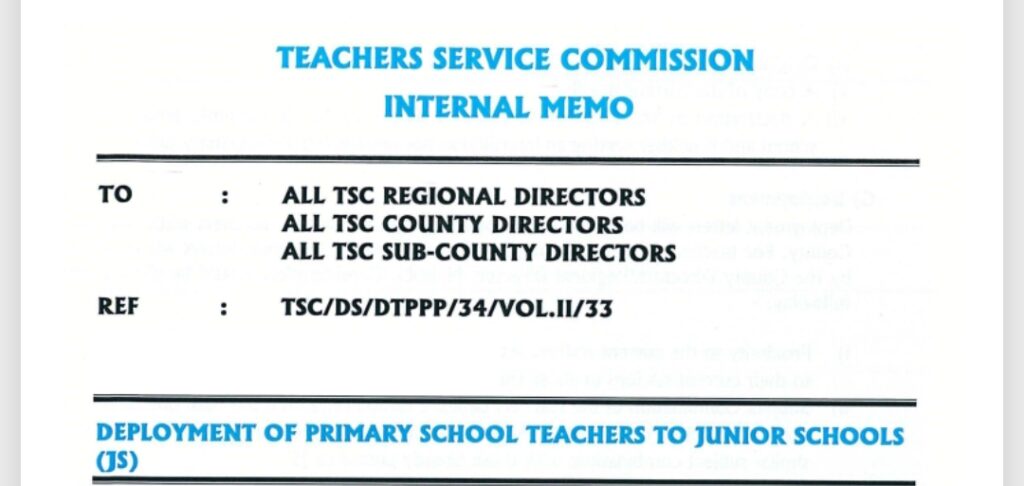 TSC To Deploy P1 Teachers To JSS In February After Documents ...