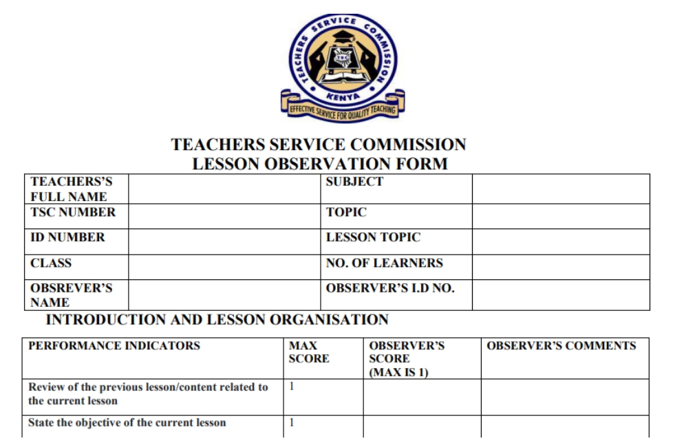 TSC Makes Some Changes In Teacher TPAD Lesson Observation | Education Board