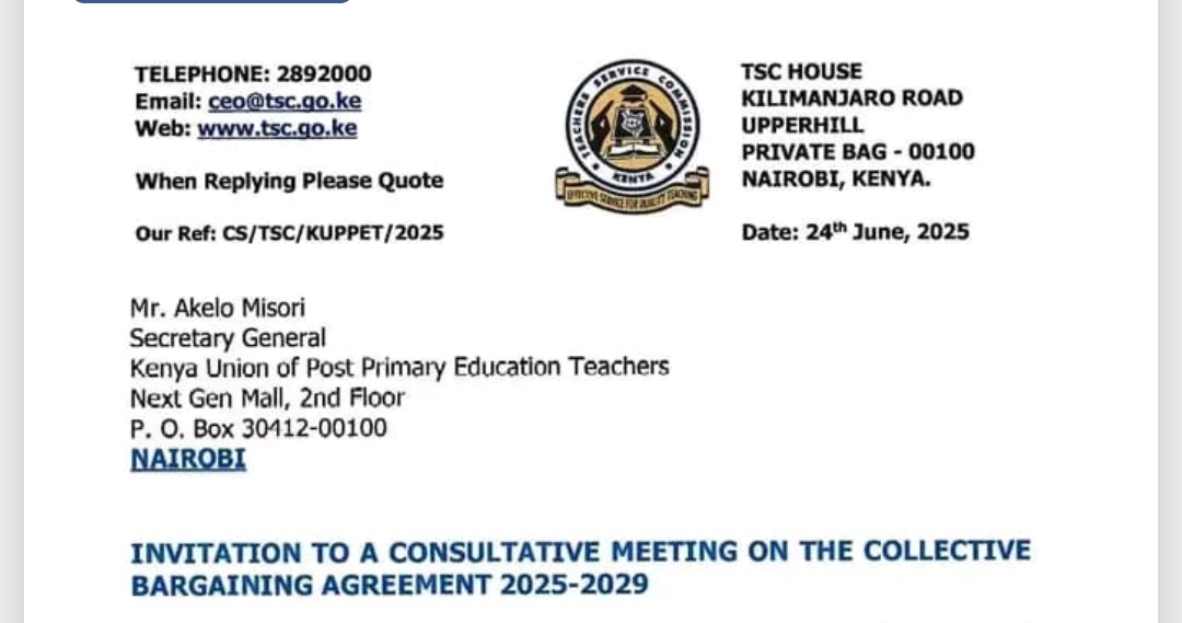 TSC To Meet Teacher Union For CBA 2025-2029 July Talks Over Salary Increment | Education Board